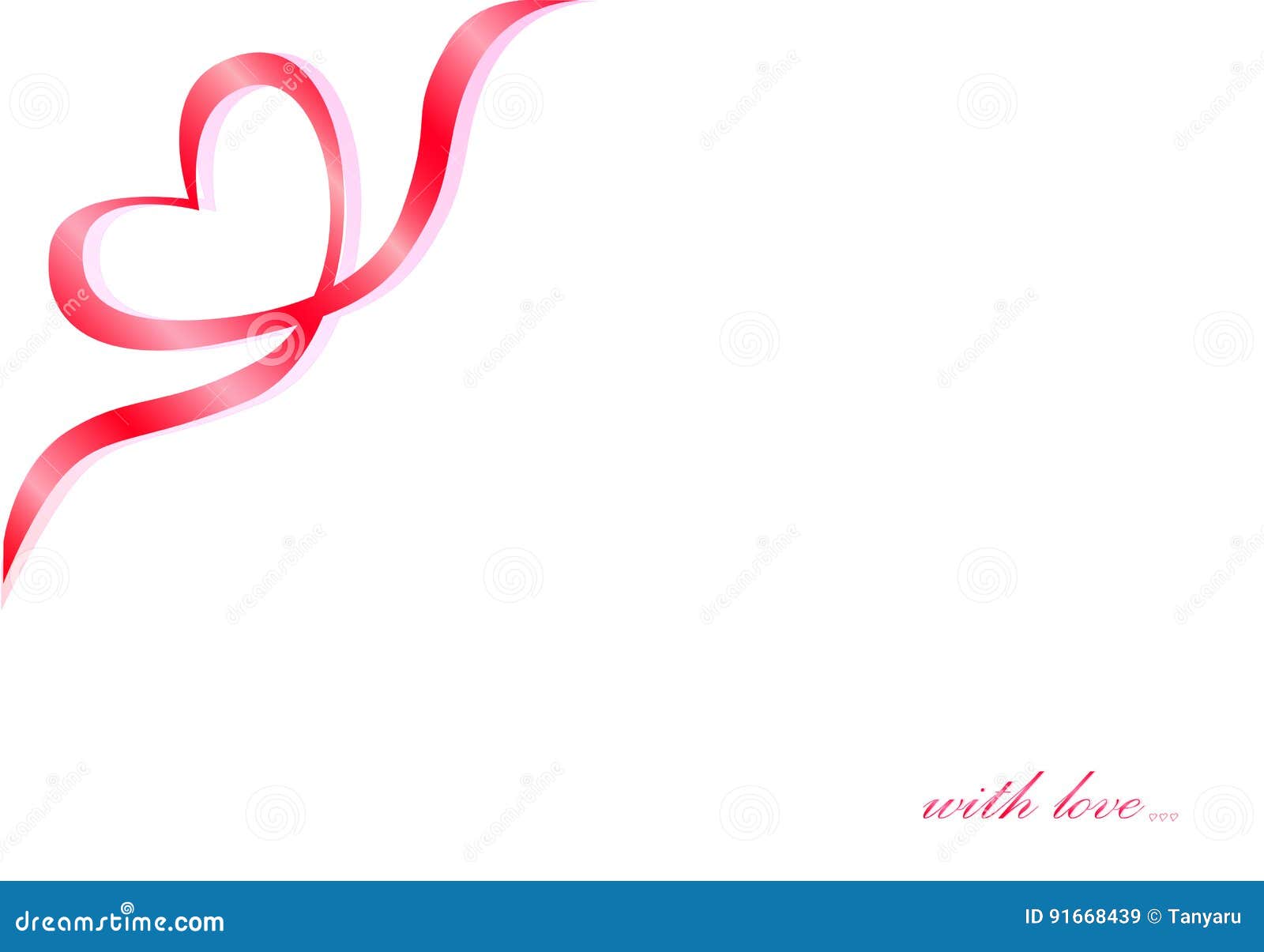 Heart Symbol Of A Red Ribbon In The Corner On A White Background, Text ...