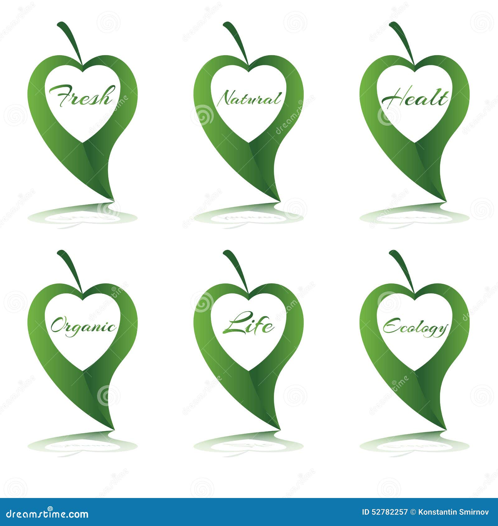 Heart Symbol with Word in Green Leaf Stock Vector - Illustration of ...