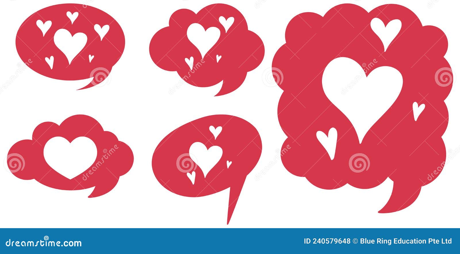 Heart Symbols in Speech Bubbles Set Stock Vector - Illustration of ...