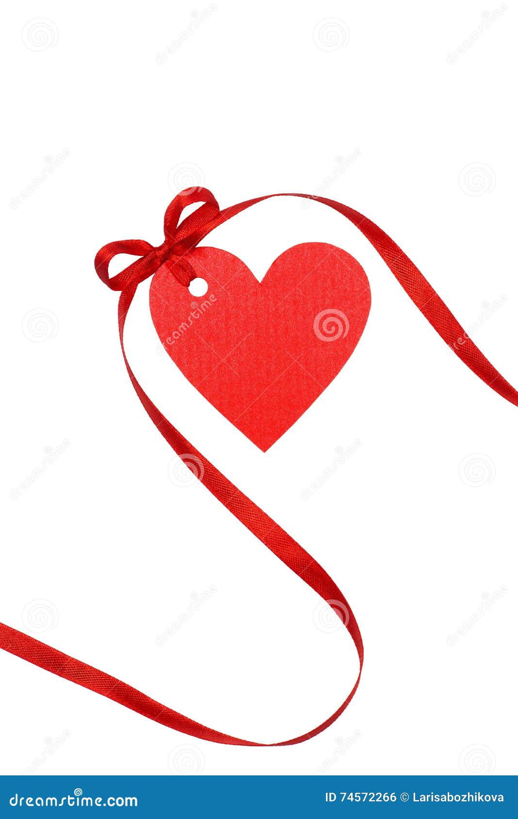Heart tag with red ribbon stock photo. Image of badge - 74572266