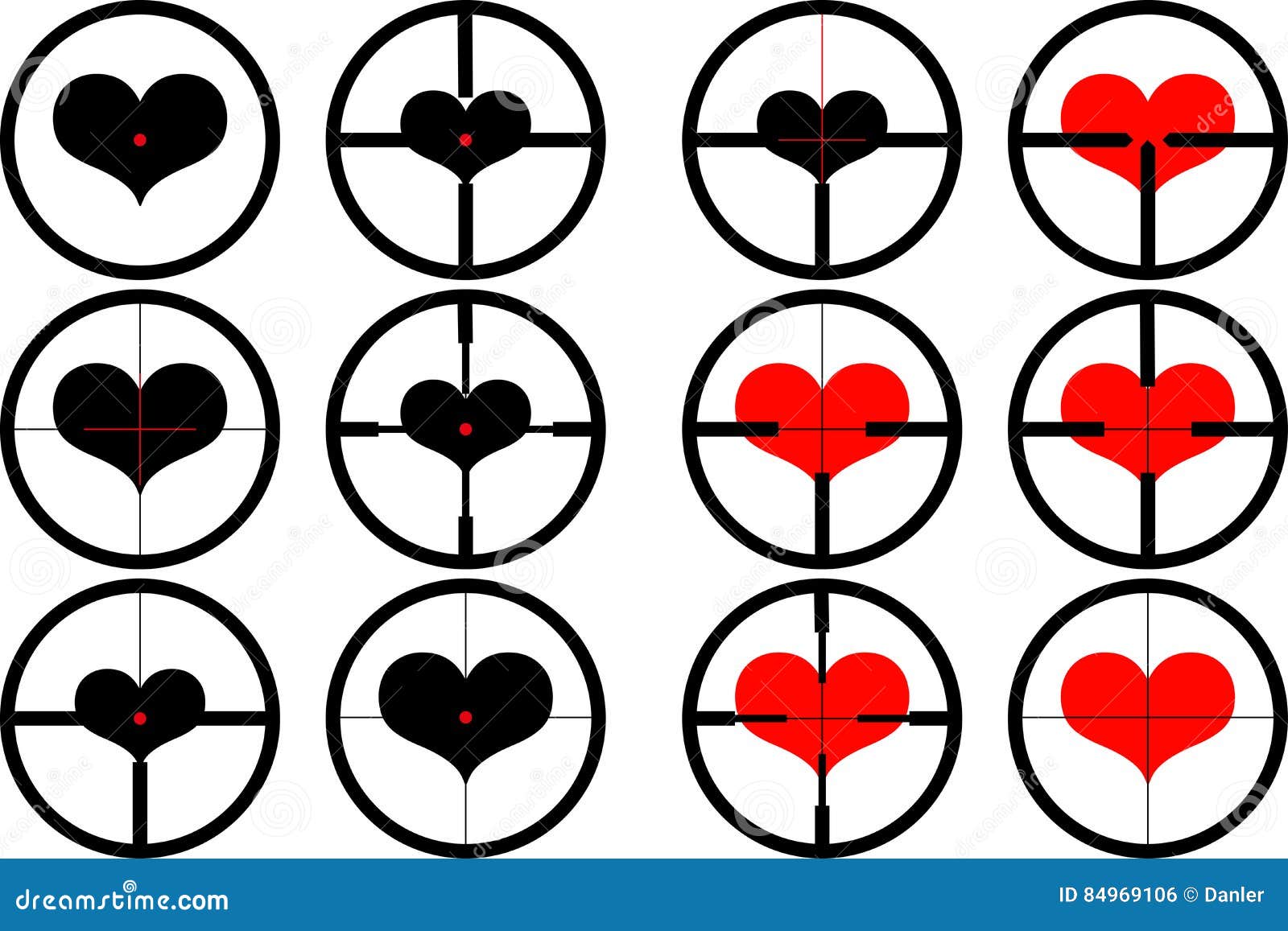 Heart , targeted at heart, stock vector. Illustration of shot - 84969106