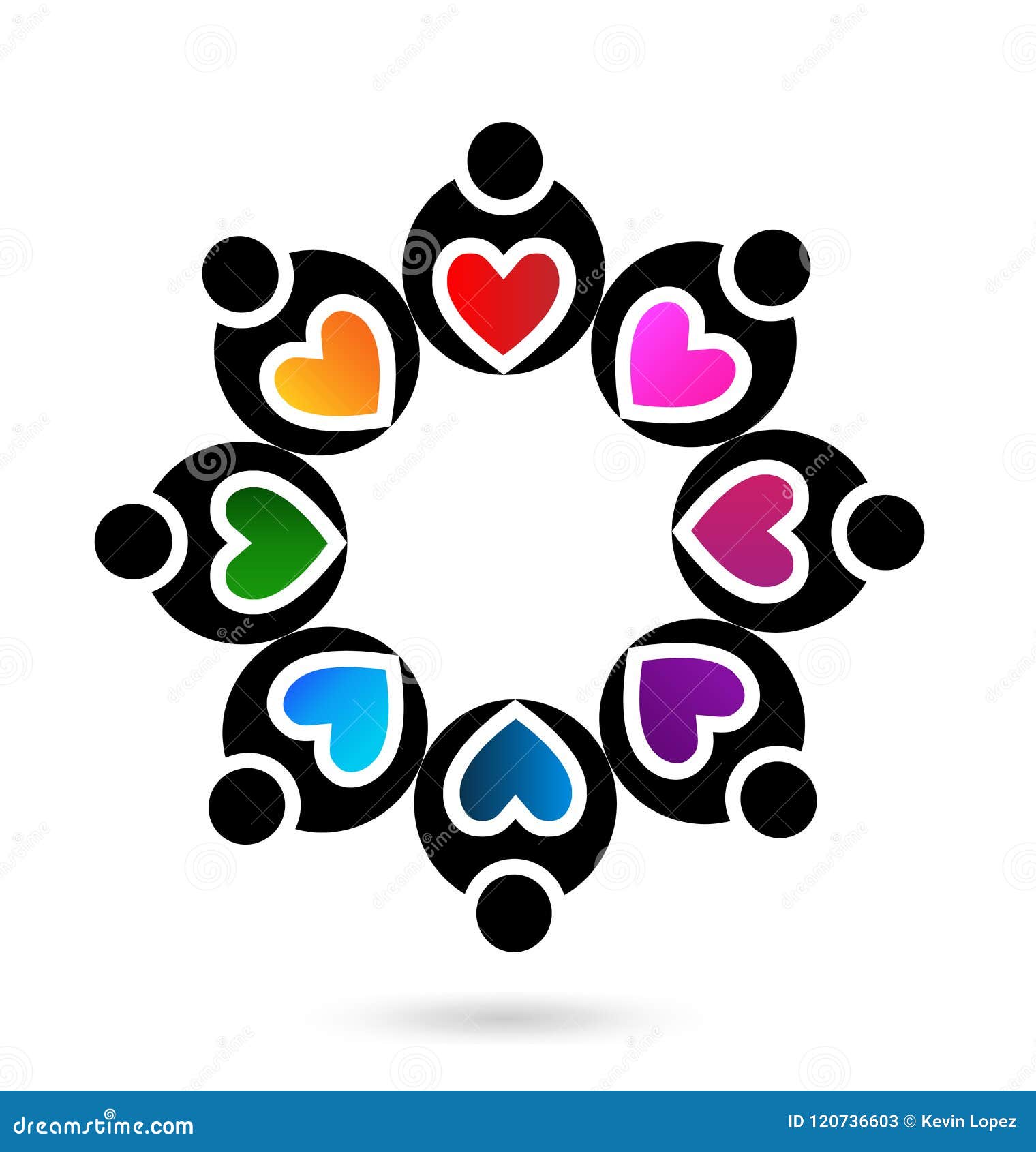 Heart Teamwork People Vector Icon Stock Vector - Illustration of blue ...