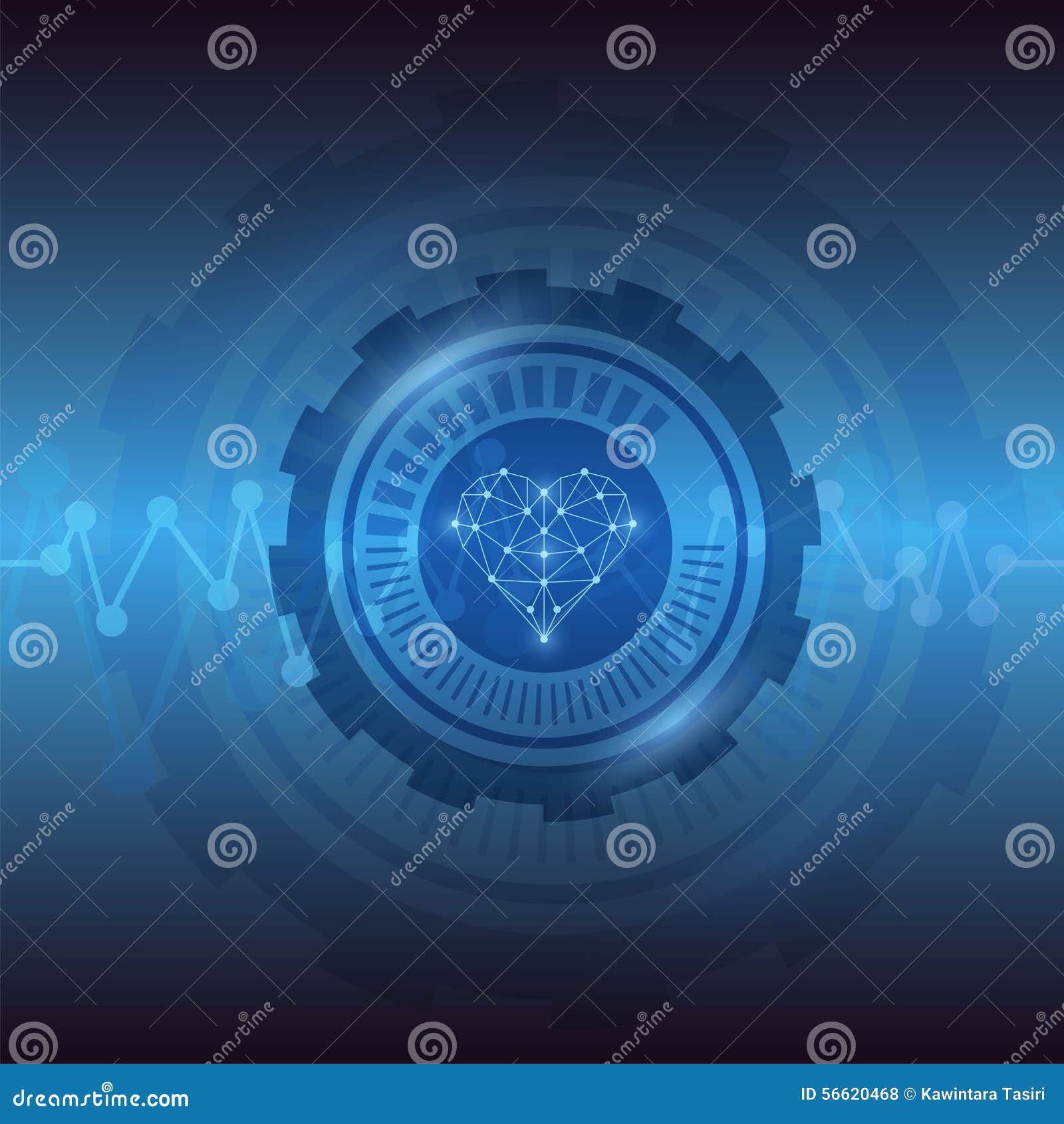 Heart Tech stock vector. Illustration of abstract, background - 56620468