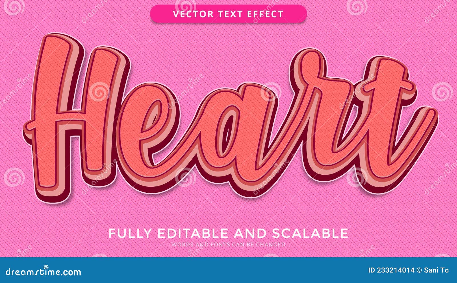 Heart Text Effect Editable Eps File Stock Vector - Illustration of ...