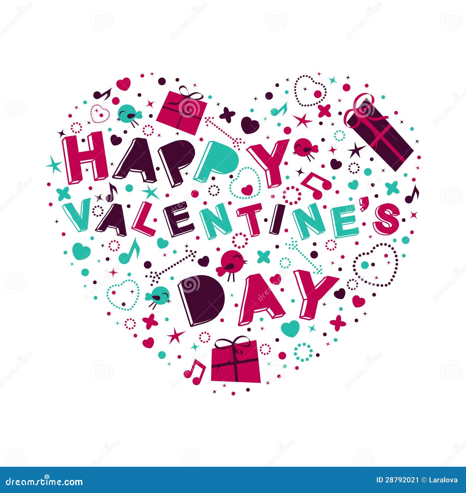 Heart with Text Happy Valentines Day Stock Vector - Illustration of ...