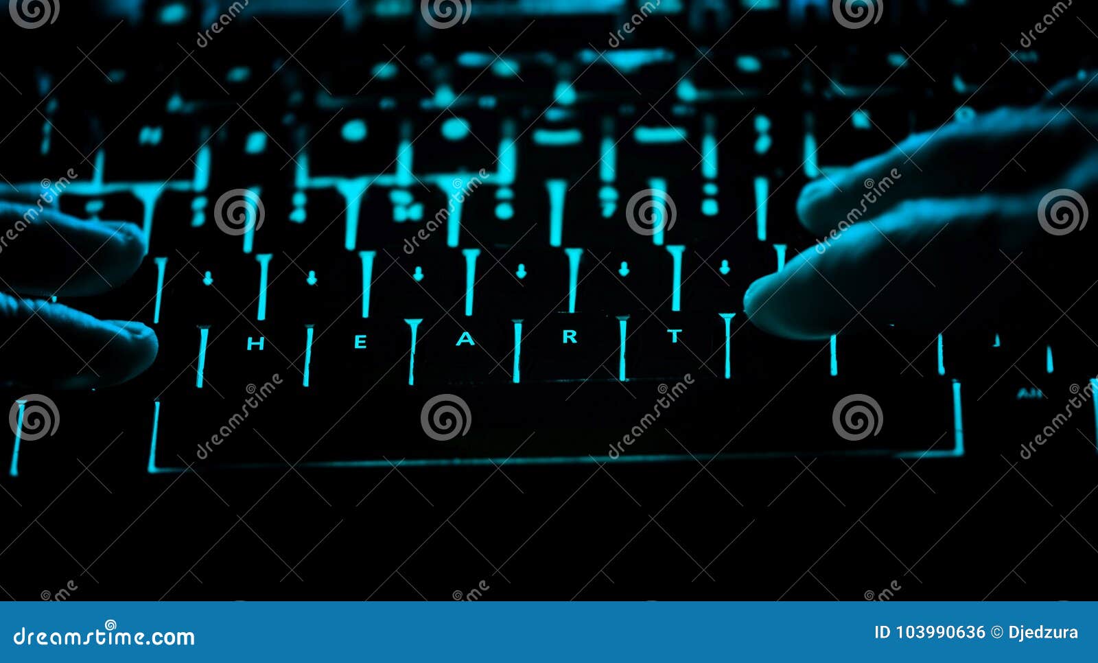 Heart - Text on Illuminated Computer Keyboard at Night. Stock Photo ...