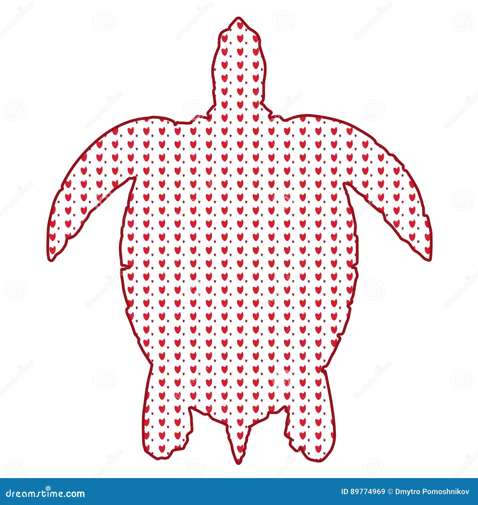 Heart Textured Sea Turtle on Isolated White Background Stock ...