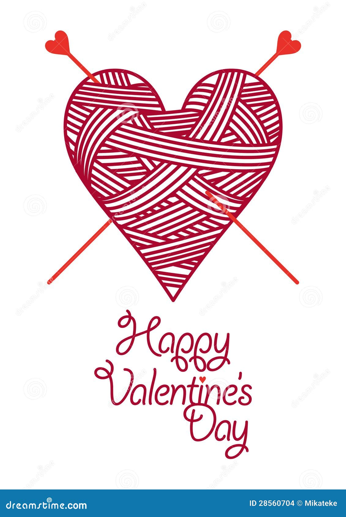 Heart-thread-knitting-needles Stock Vector - Illustration of ...