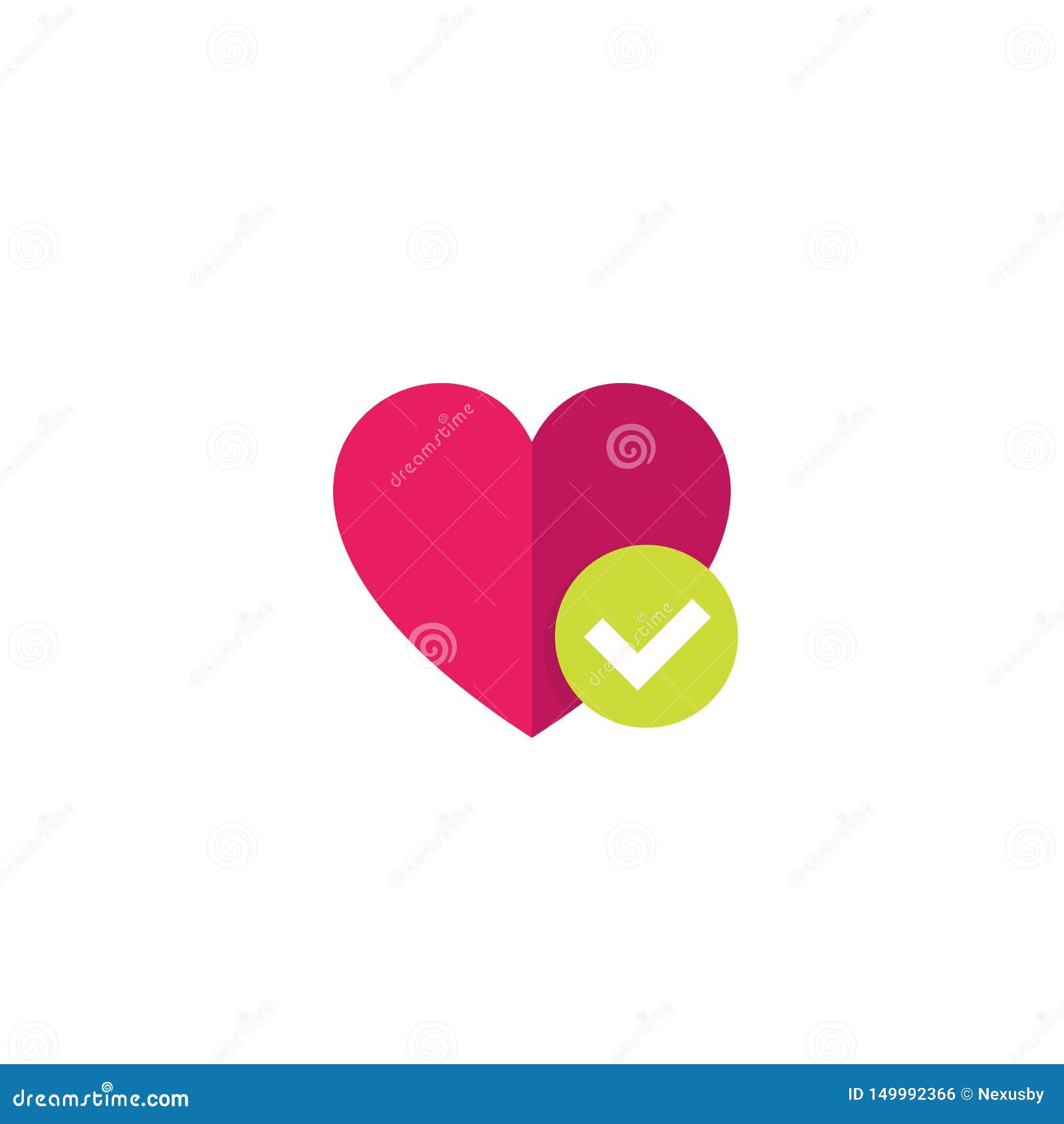 Heart and Tick Icon, Flat Style Stock Vector - Illustration of design ...