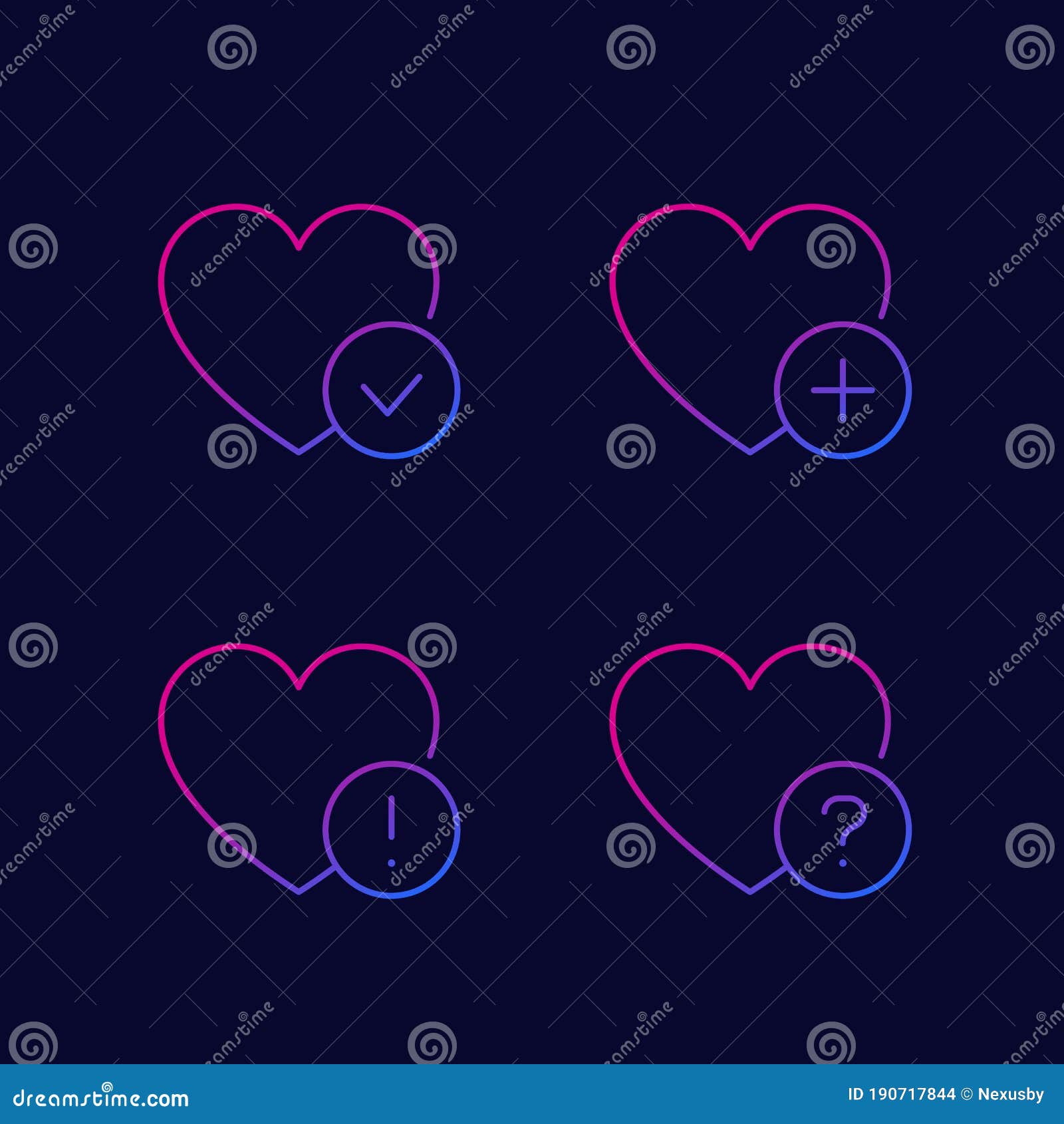 Heart and Tick, Plus and Exclamation Mark Stock Illustration ...