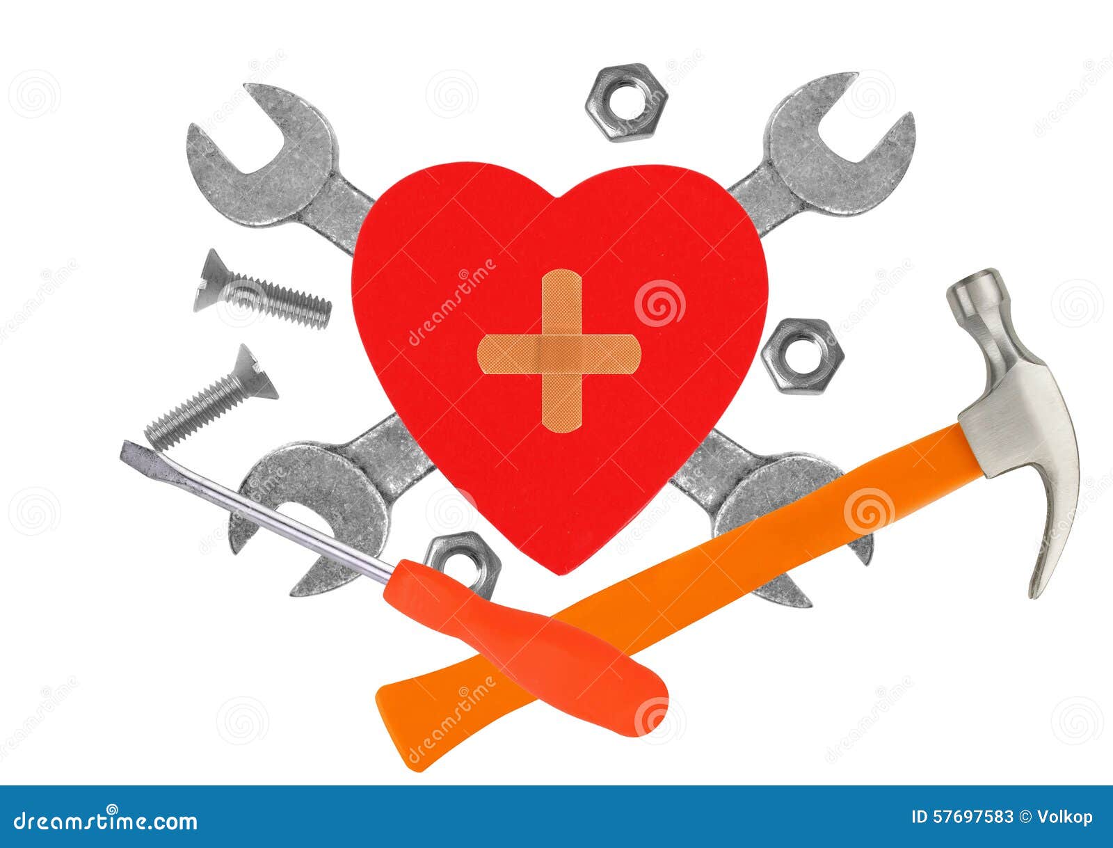 Heart and Tools. Concept: Renovation of Heart Stock Image - Image of ...