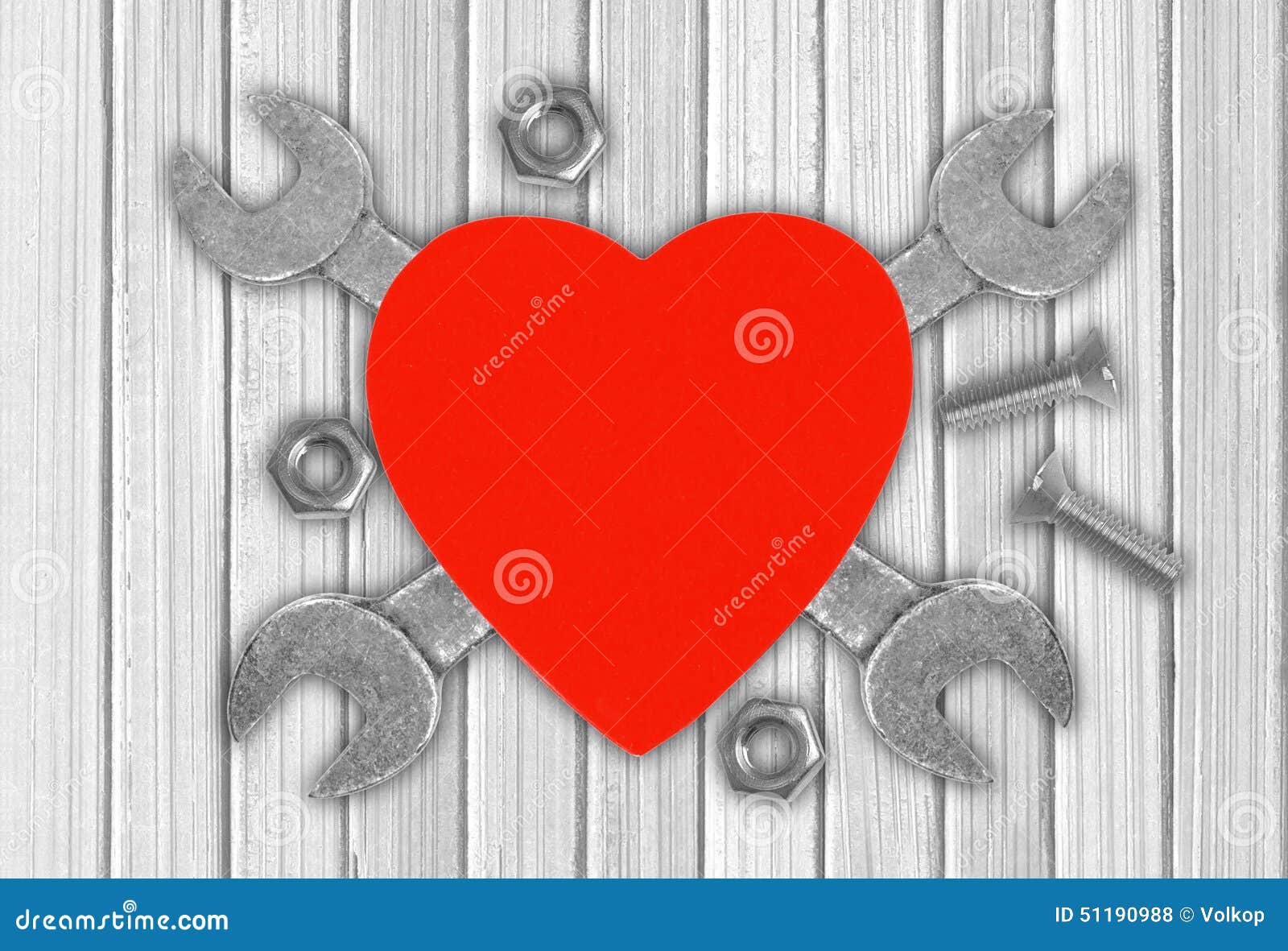 Heart and Tools Over Wooden Background. Concept: Renovation Stock Photo ...