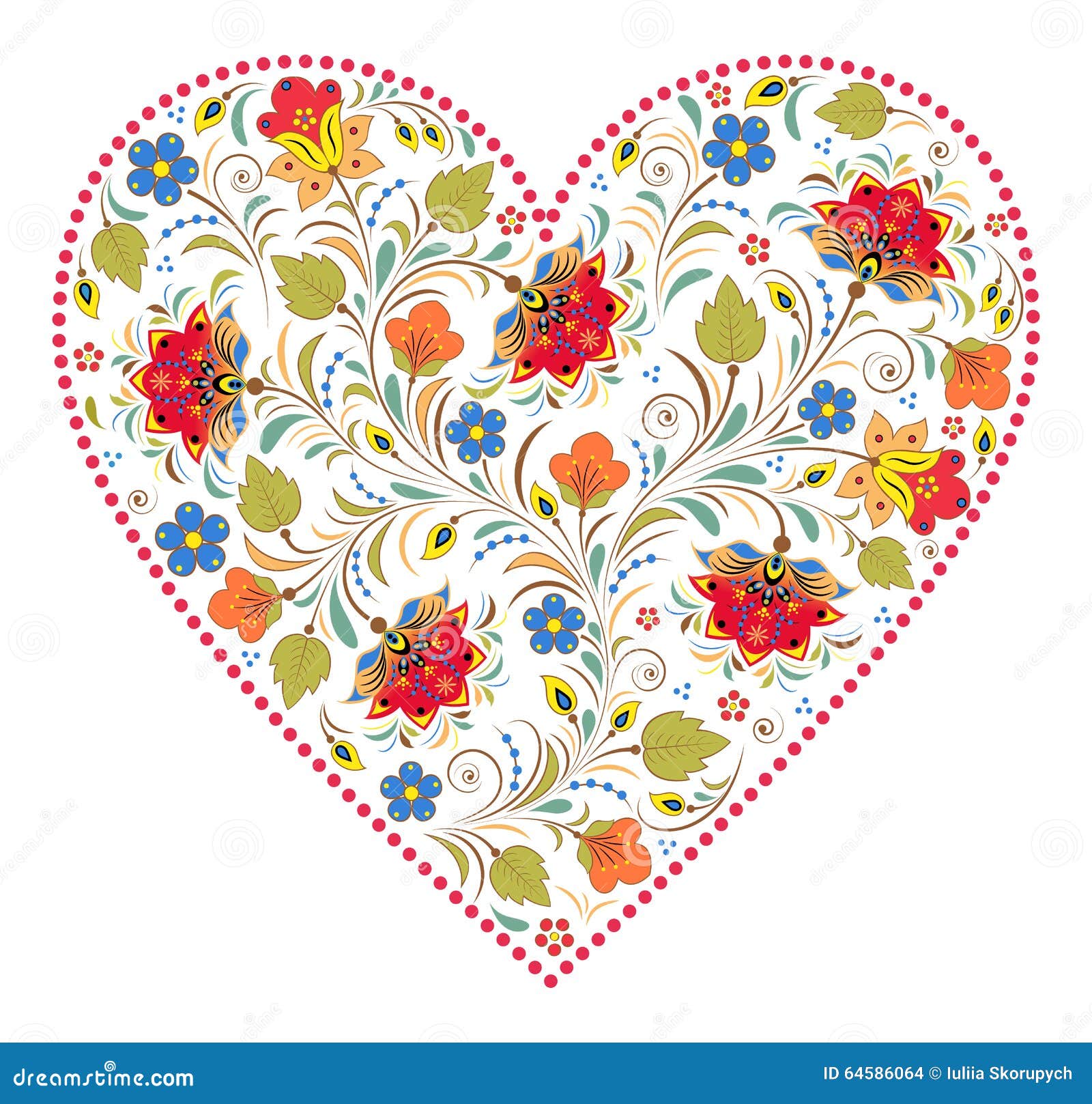 Heart with Traditional Russian Pattern Stock Vector - Illustration of ...