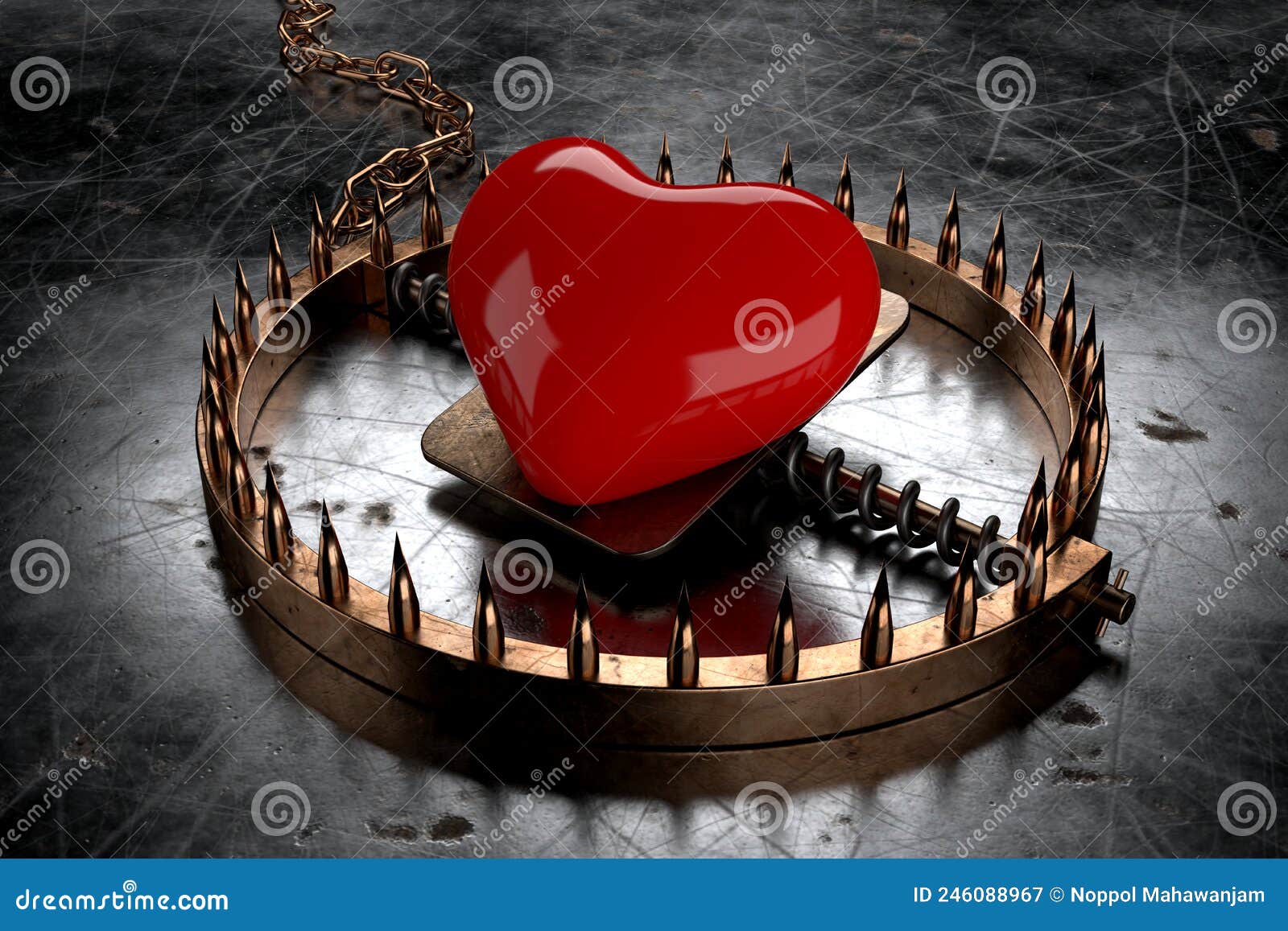 Heart in the Trap. 3D Rendering Stock Illustration - Illustration of ...