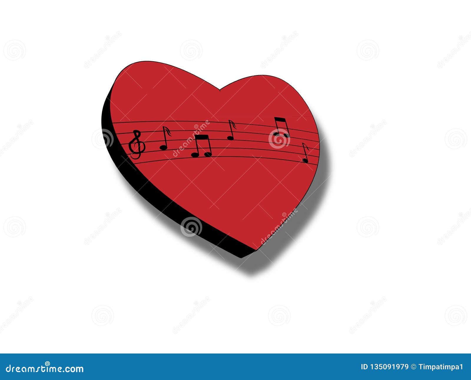 Heart with Treble Clef and Notes Stock Illustration - Illustration of ...