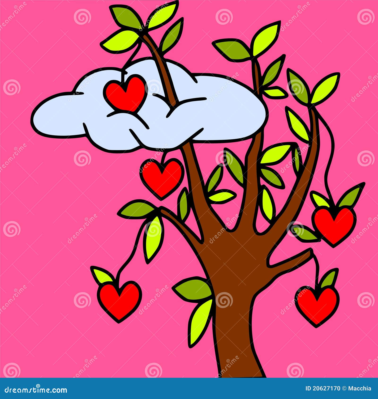 Heart tree stock vector. Illustration of tree, pink, design - 20627170