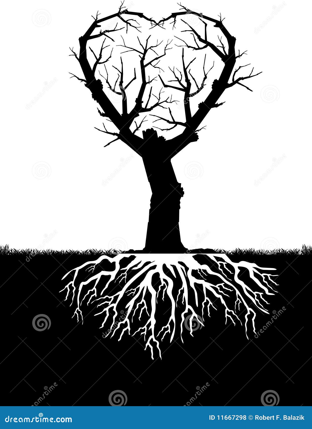 Heart_tree_BW stock illustration. Illustration of growth - 11667298