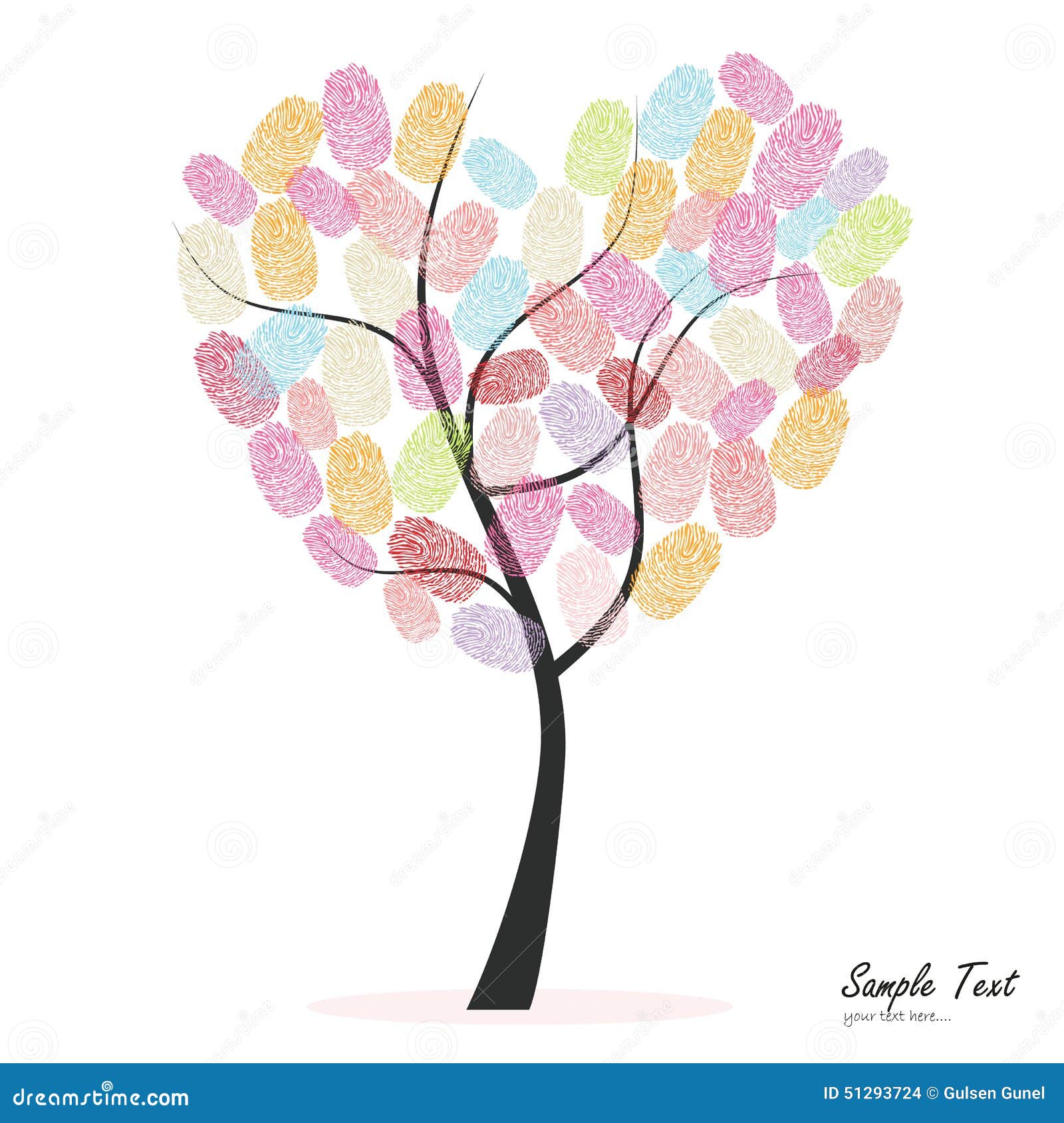 Heart Tree with Colorful Finger Prints Vector Stock Vector ...