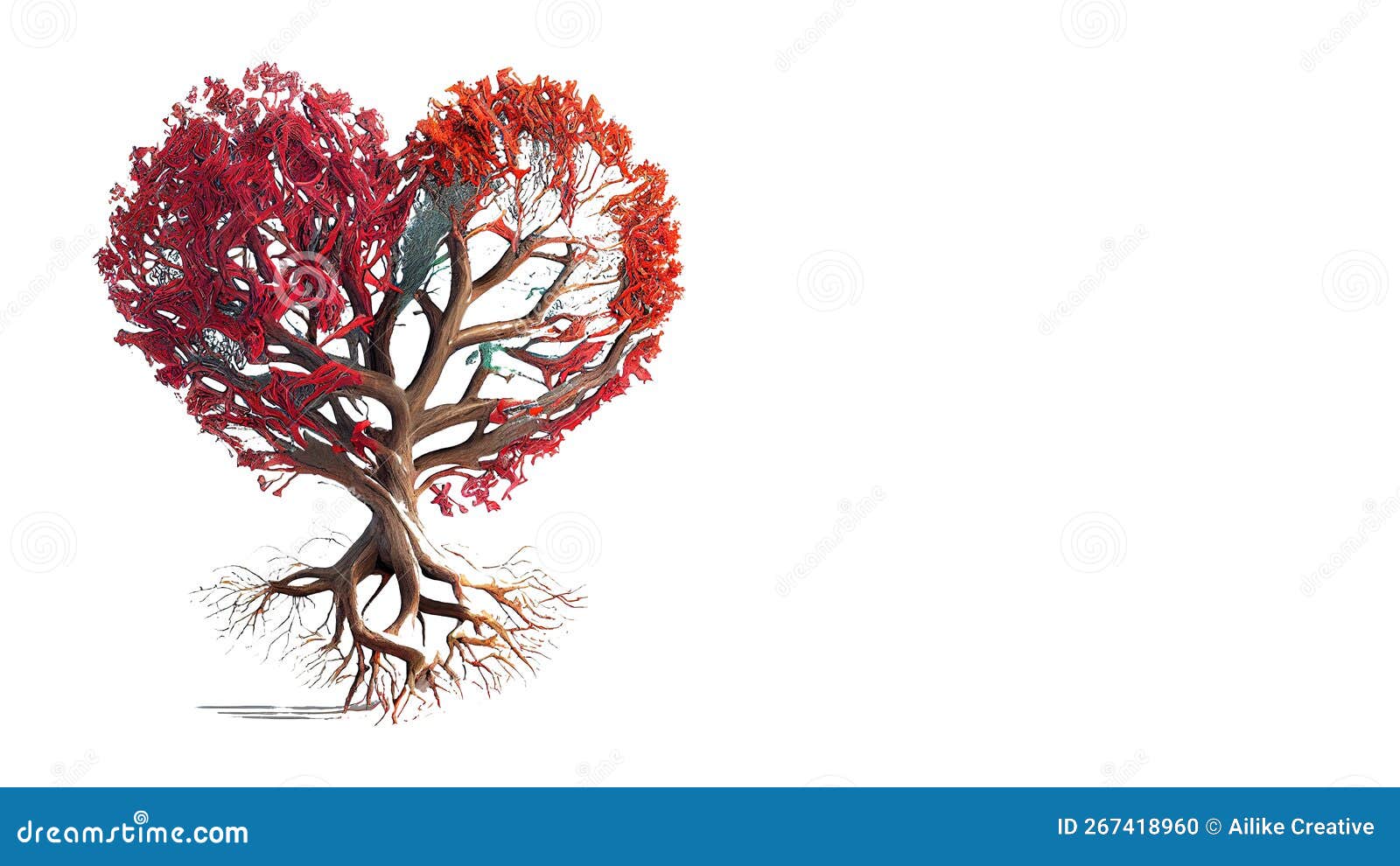 Heart Tree Illustration Isolated on White Background with Copy Space ...
