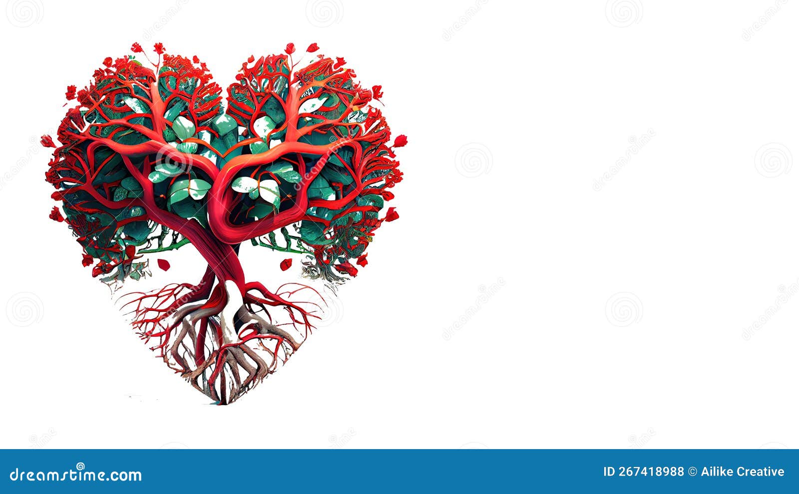 Heart Tree Illustration Isolated on White Background with Copy Space ...