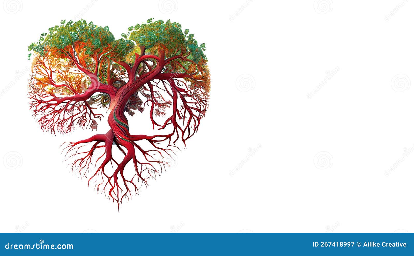 Heart Tree Illustration Isolated on White Background with Copy Space ...