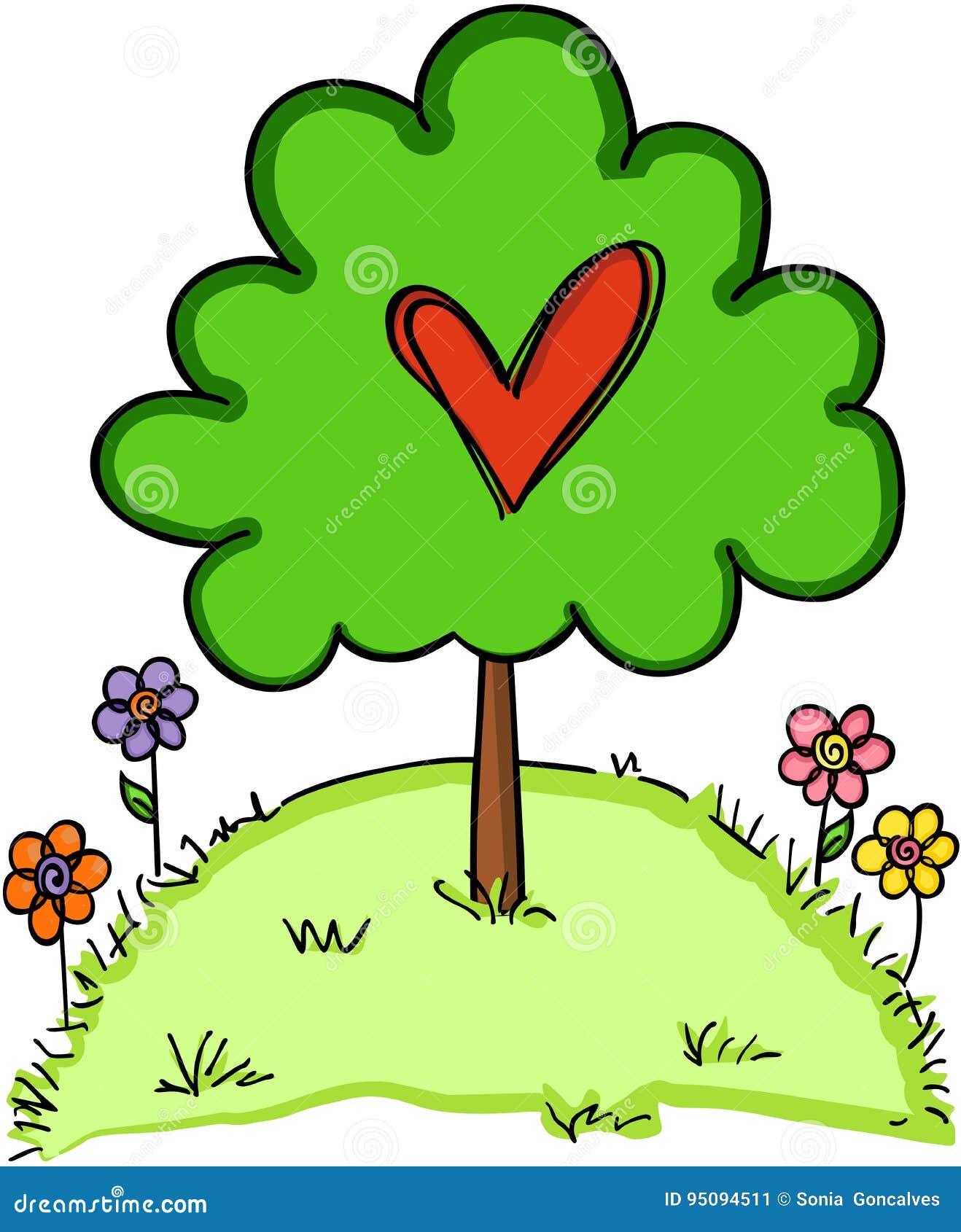 Heart tree love stock vector. Illustration of decoration - 95094511