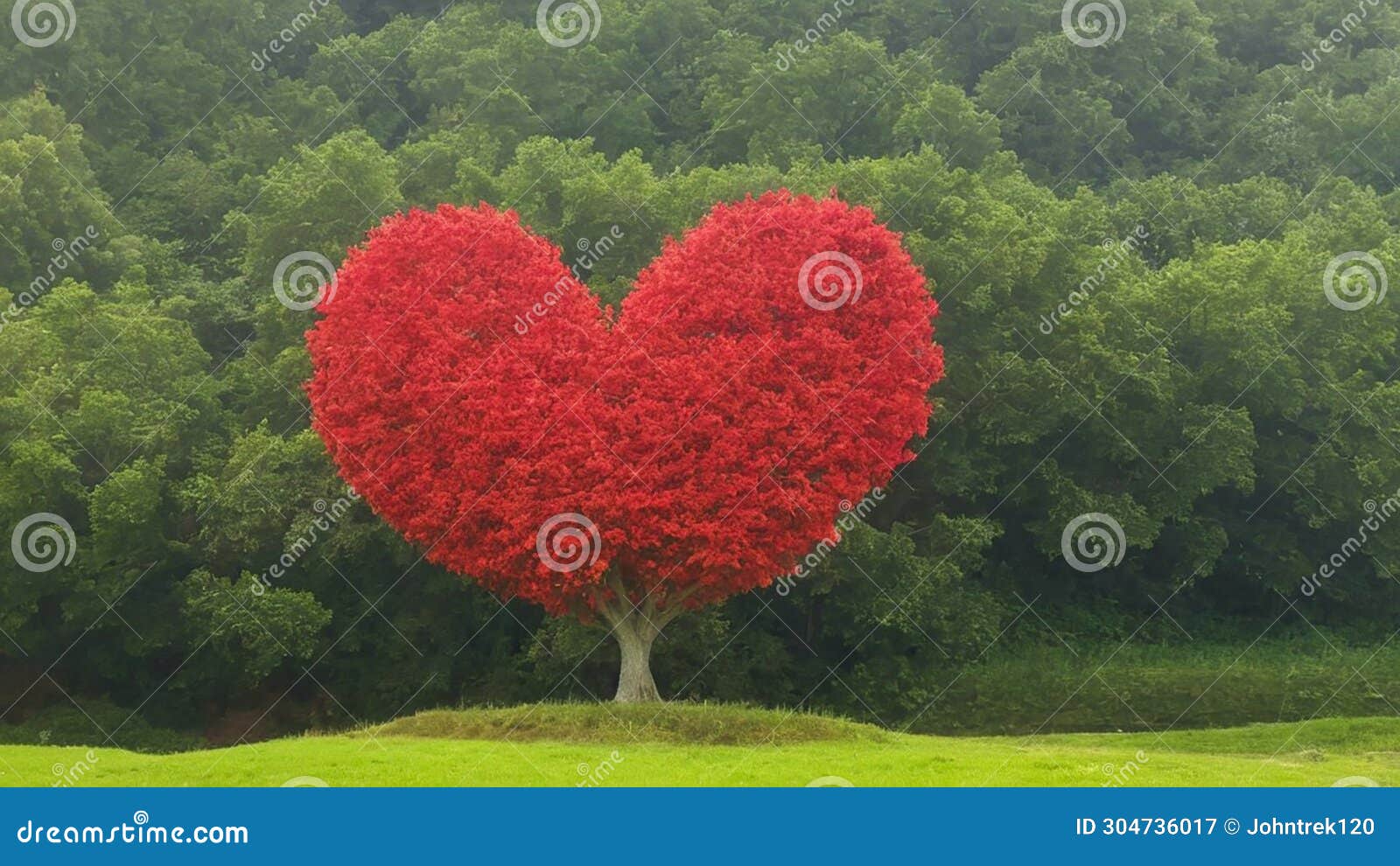 Red heart shaped tree stock illustration. Illustration of tree - 304736017