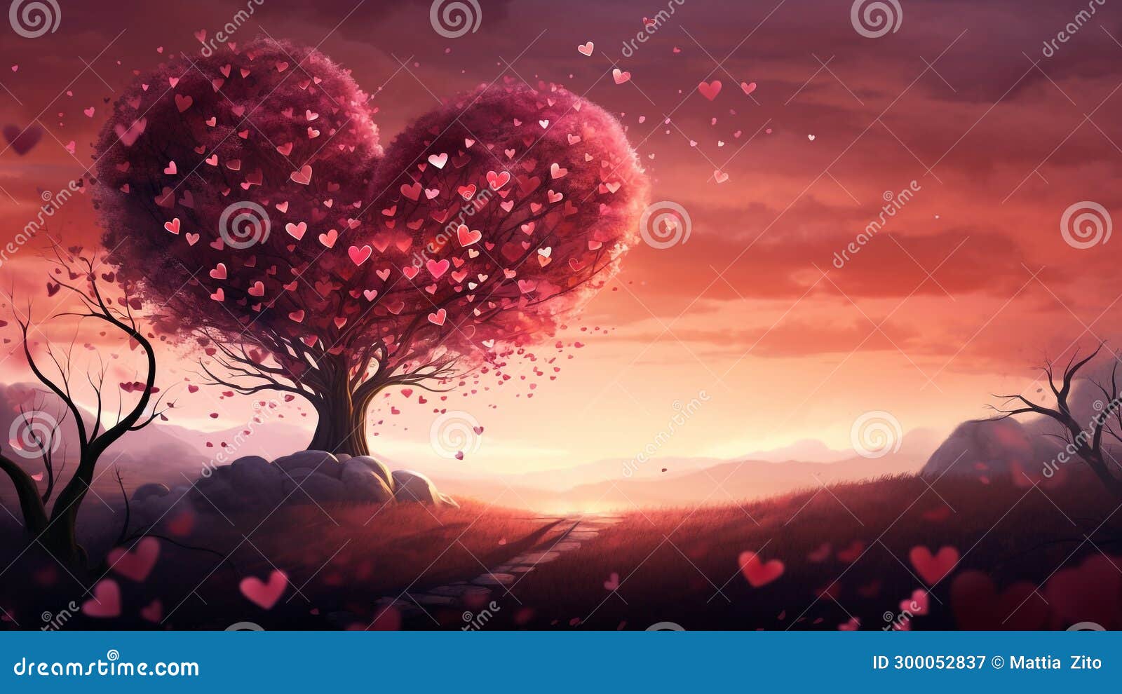 The Heart Tree with Roots in the Stone Stock Image - Image of romance ...