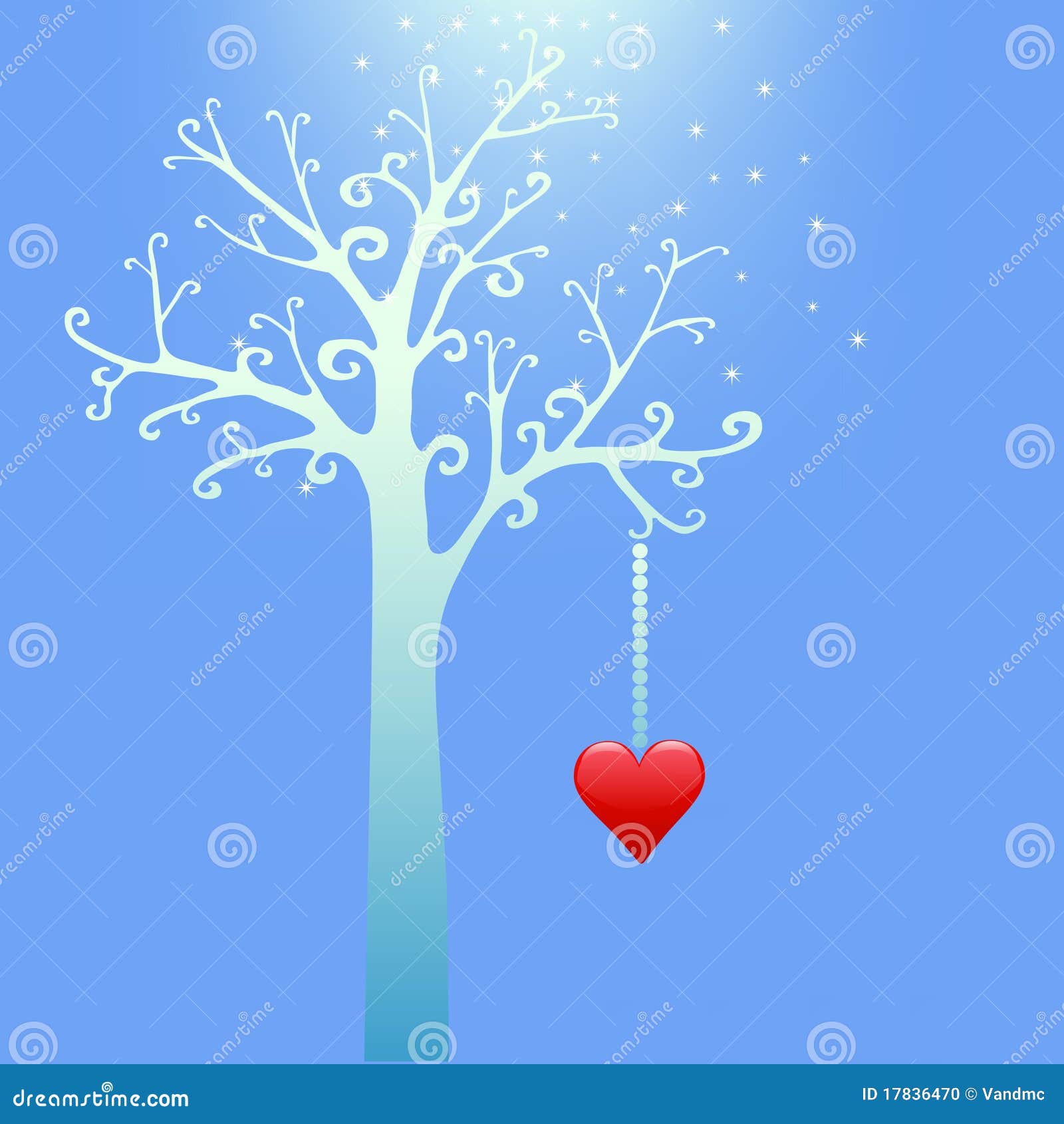 Heart on tree in snow stock vector. Illustration of love - 17836470