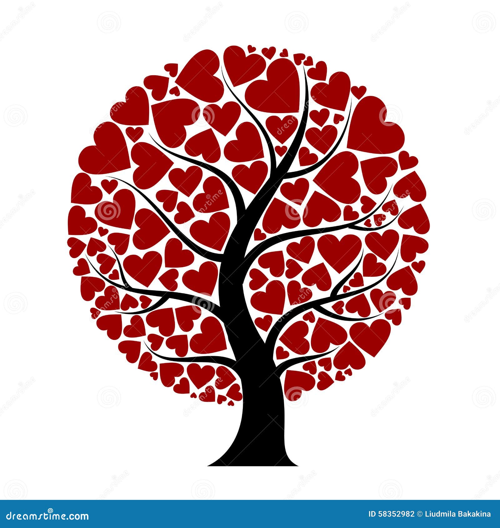Heart tree stock vector. Illustration of natural, leaf - 58352982