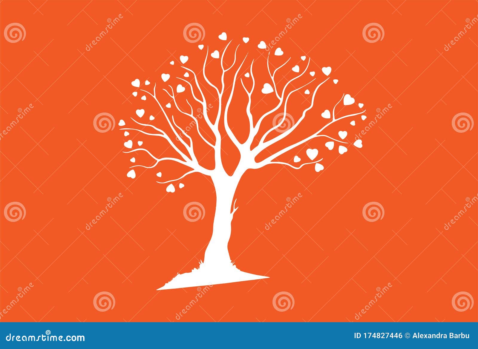Abstract Spring Love Tree with Hearts Isolated Stock Vector ...