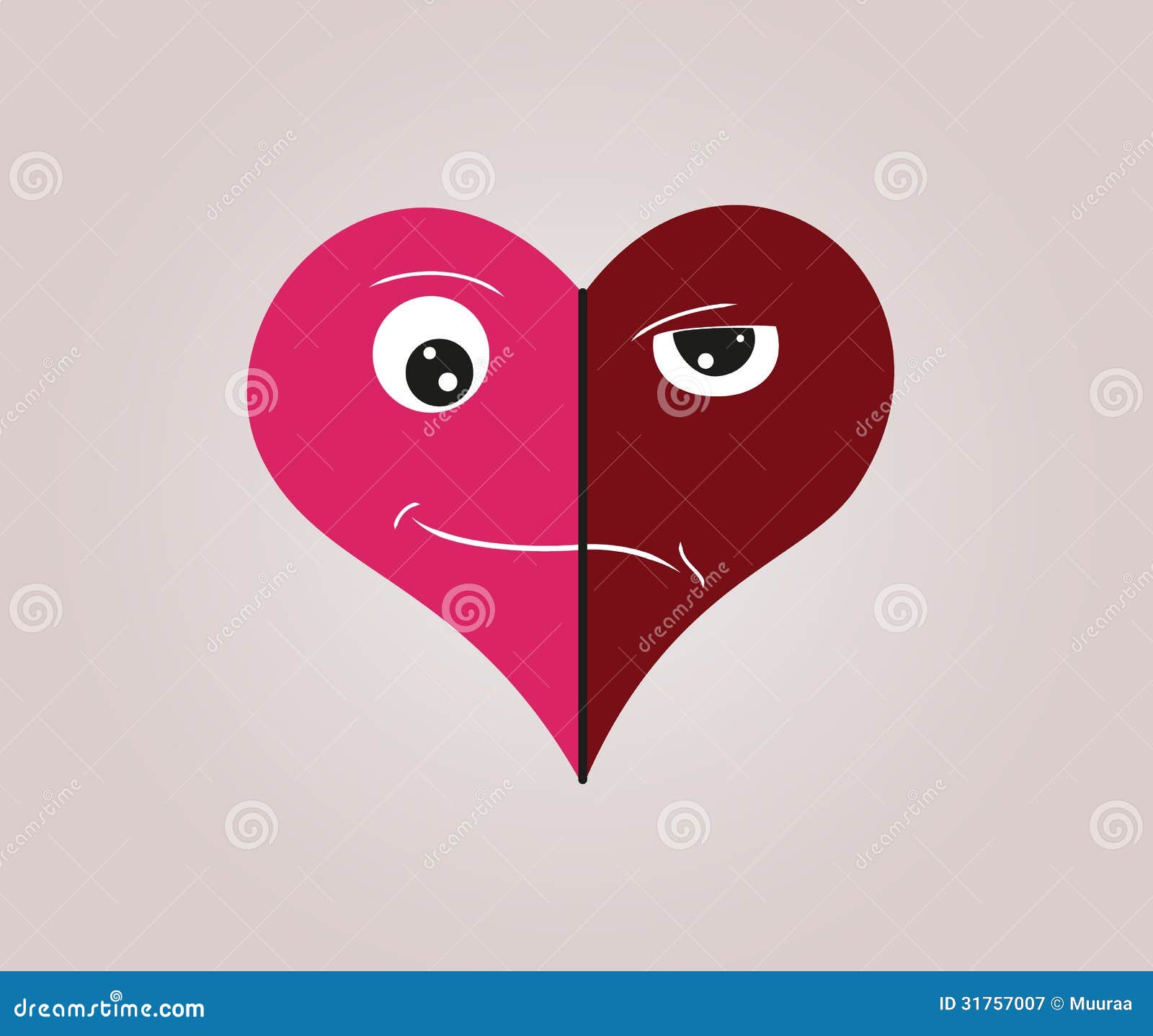 Heart with two faces stock illustration. Illustration of backdrop ...