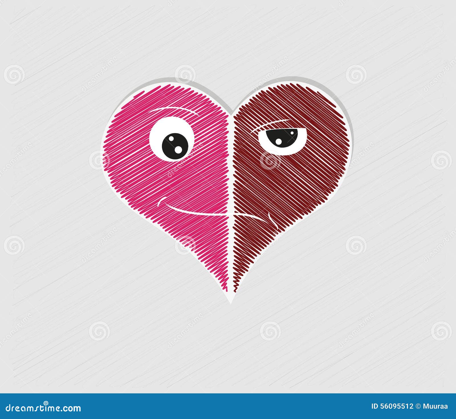 Heart with two faces stock illustration. Illustration of heart - 56095512
