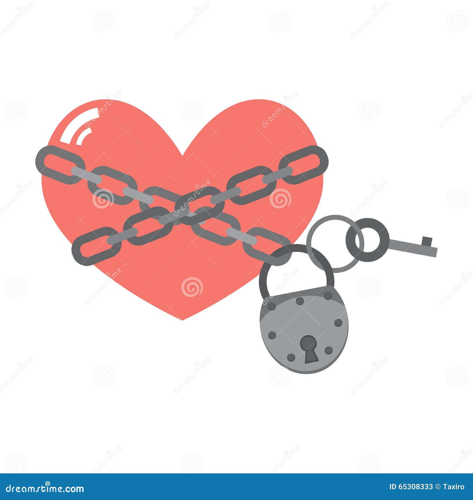 Heart under lock and key stock vector. Illustration of sign - 65308333