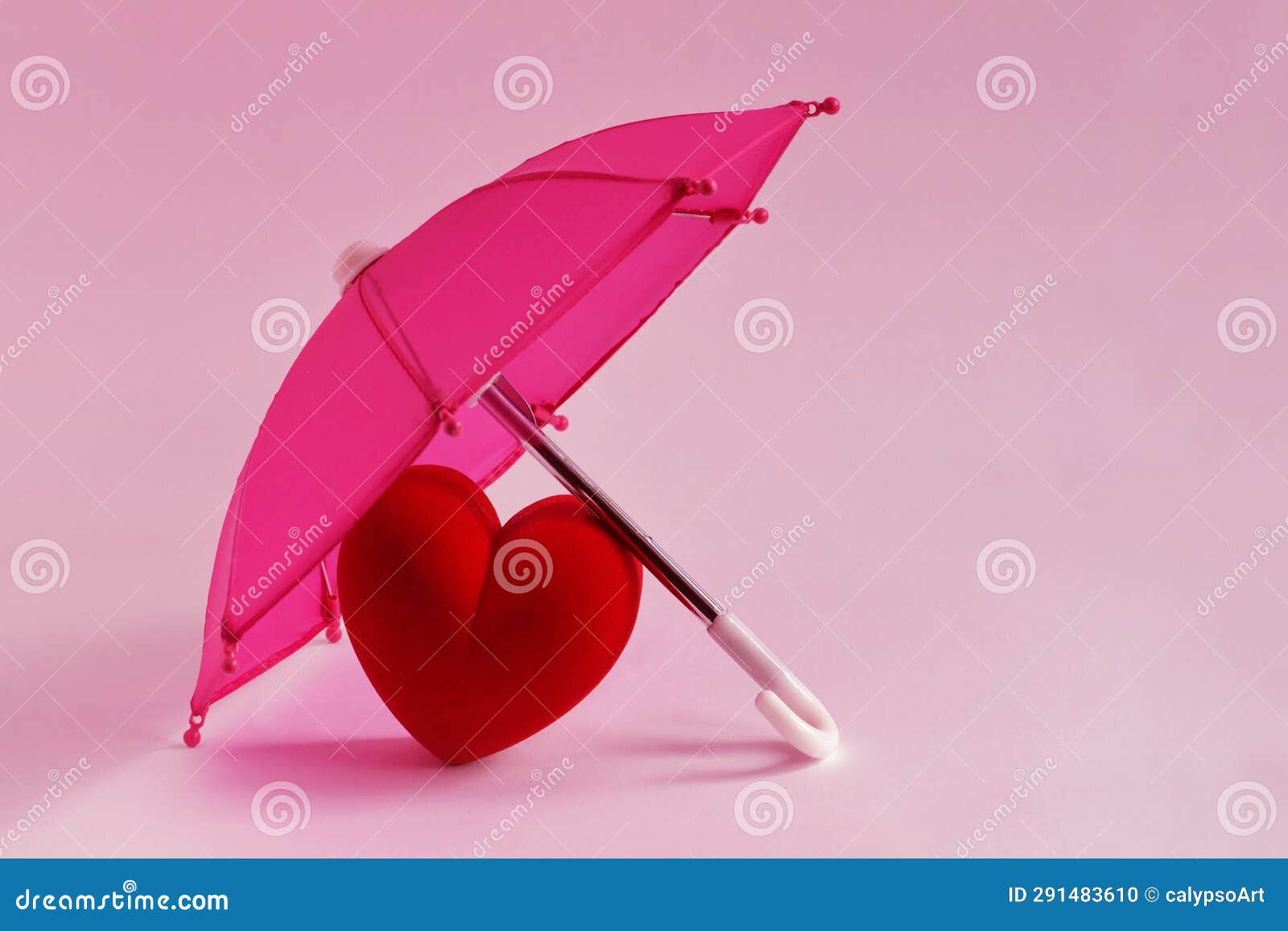 Heart Under Pink Umbrella - Love and Protection Concept Stock Photo ...