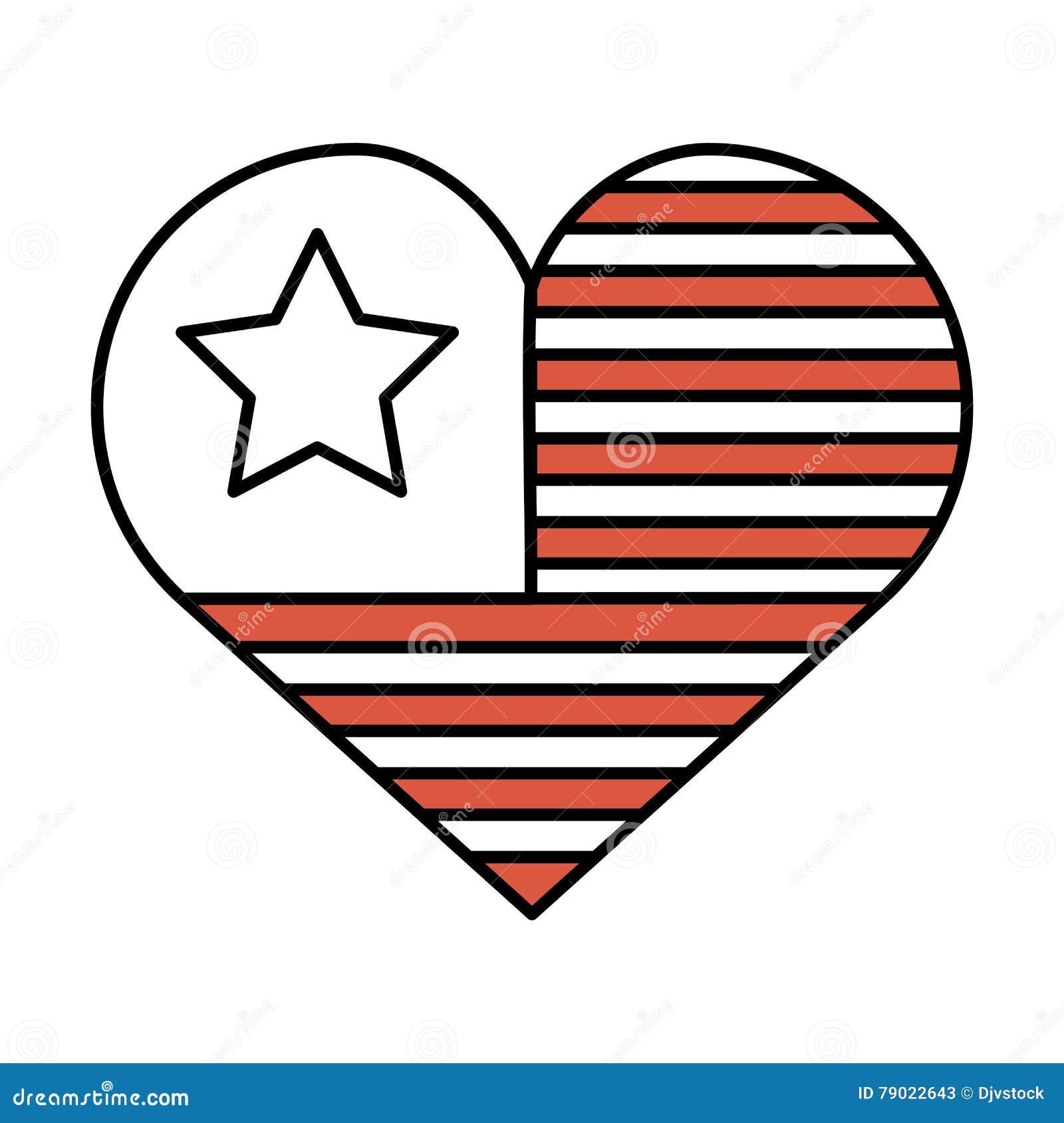 Heart with usa flag icon stock vector. Illustration of national - 79022643