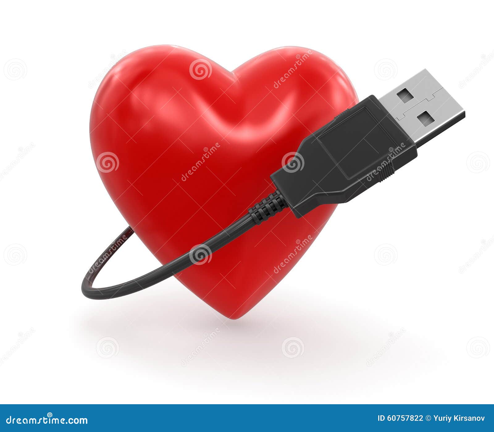 Heart and USB Cable (clipping Path Included) Stock Illustration ...