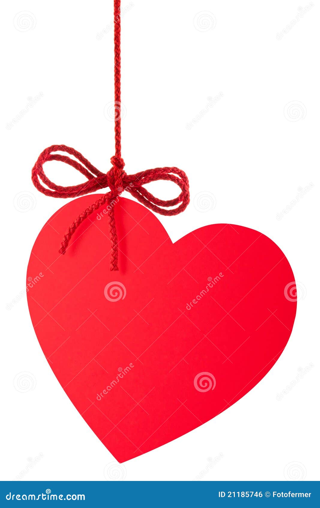 Heart-Valentine with a Bow Hanging on a Rope Stock Photo - Image of ...