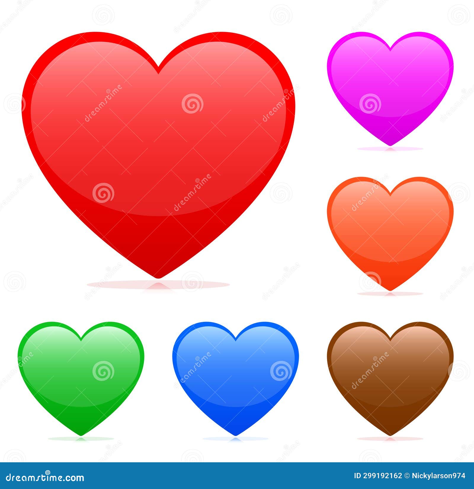 Heart Various Colors Icons Set Stock Illustration - Illustration of ...