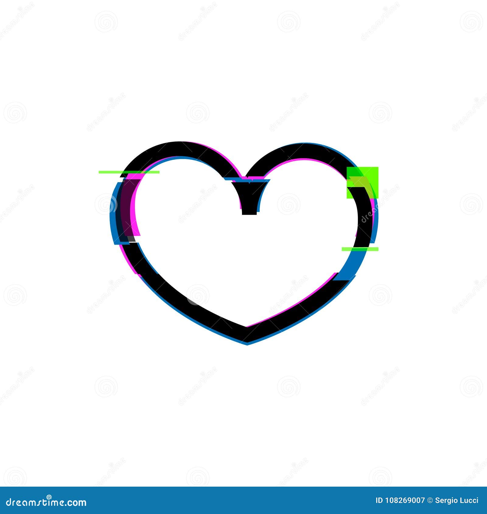 Heart Vector Illustration. Distorted Glitch Style Modern Background ...
