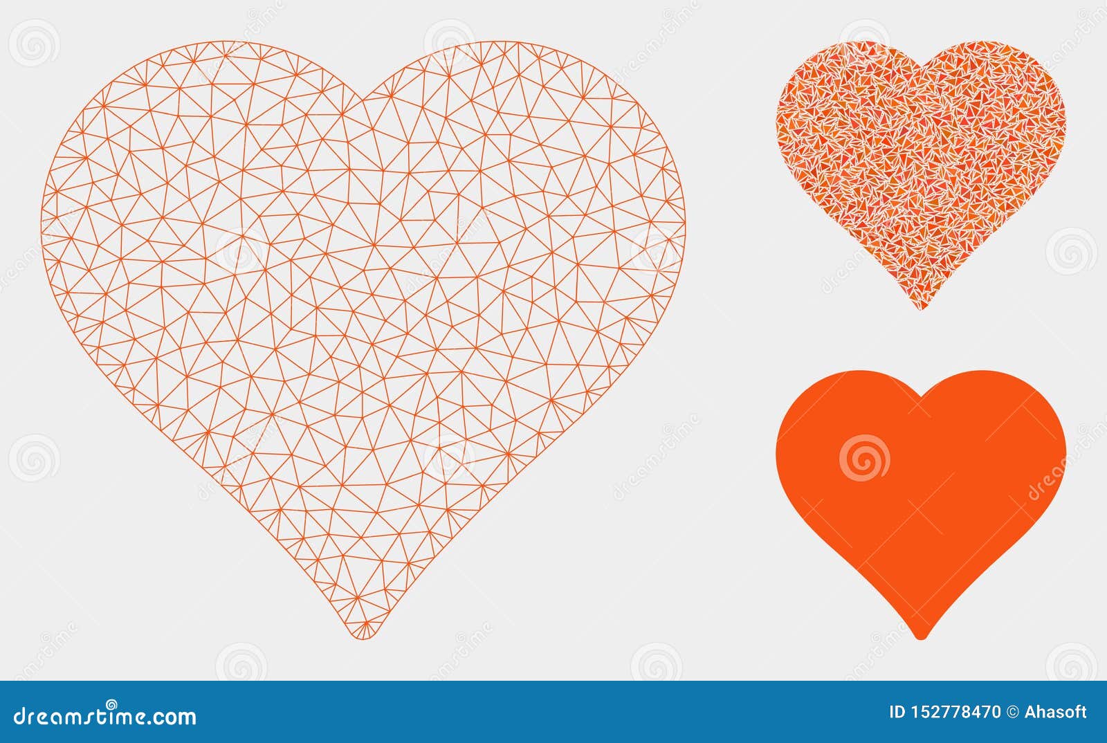 Heart Vector Mesh 2D Model and Triangle Mosaic Icon Stock Vector ...