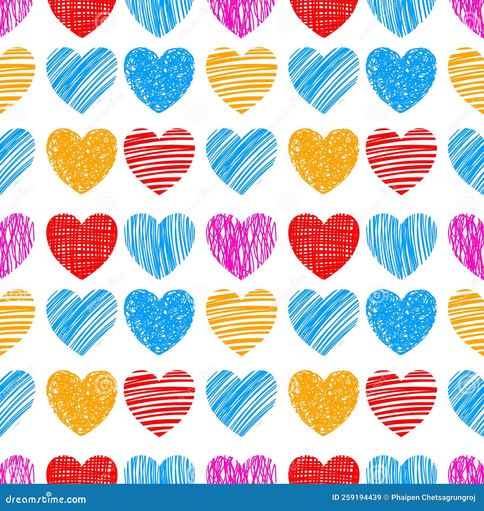 Heart Vector Seamless Pattern on a Transparency Background. Stock ...