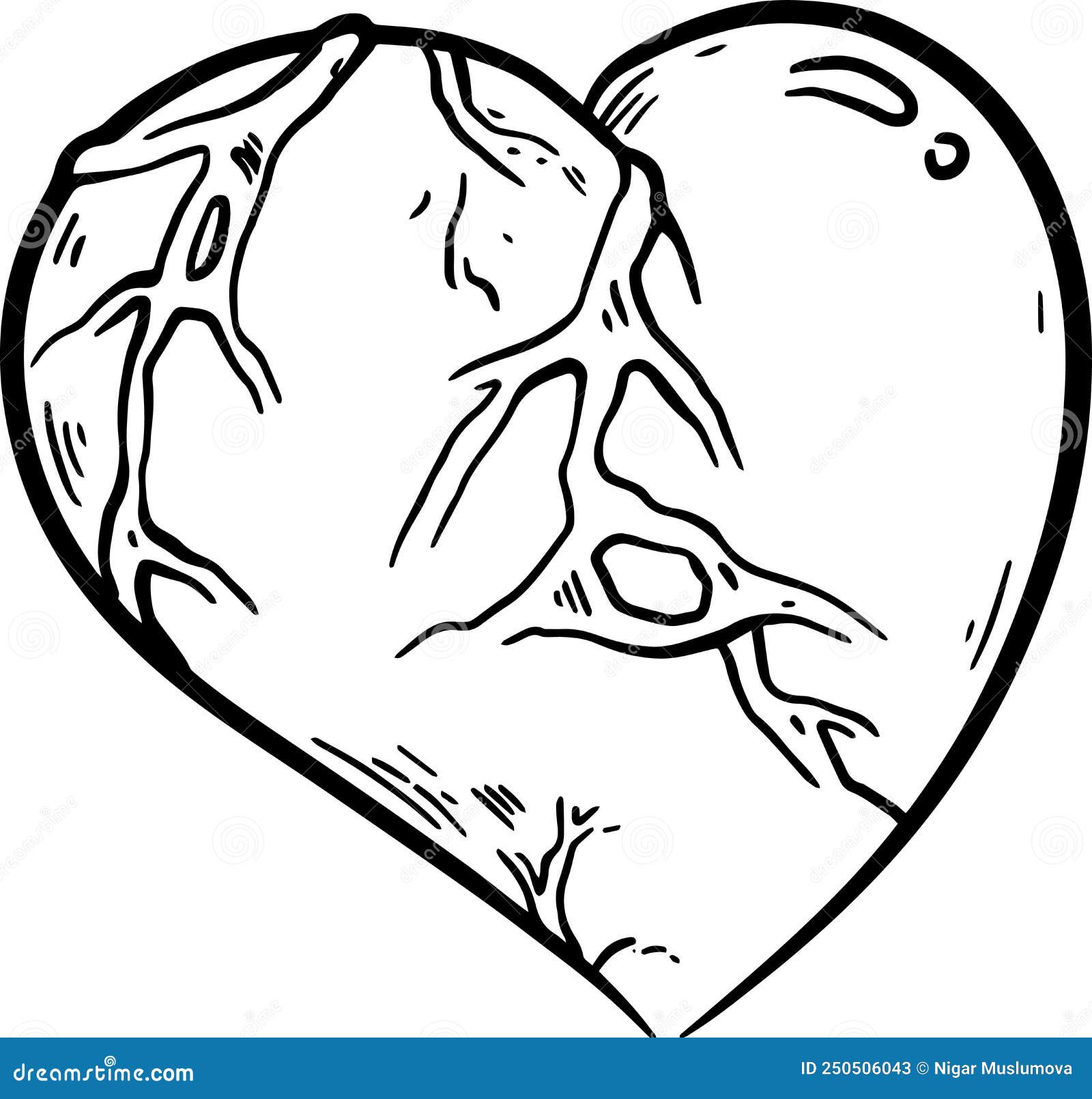 Heart, Veins, Hand Draw Line Vector Illustration Stock Vector ...