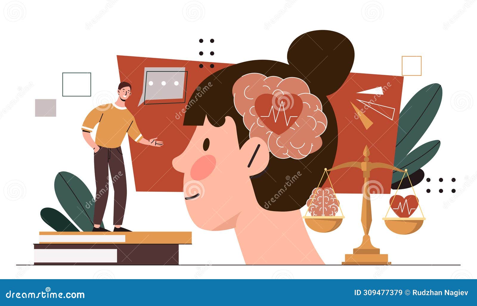 Heart Versus Brain Decision Vector Stock Vector - Illustration of idea ...