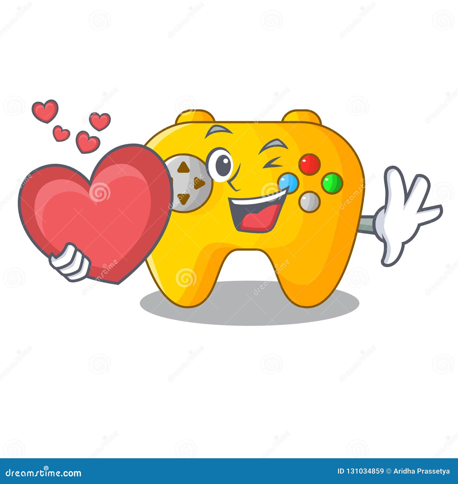 With Heart Video Game Controller Shaped on Charcter Stock Vector ...