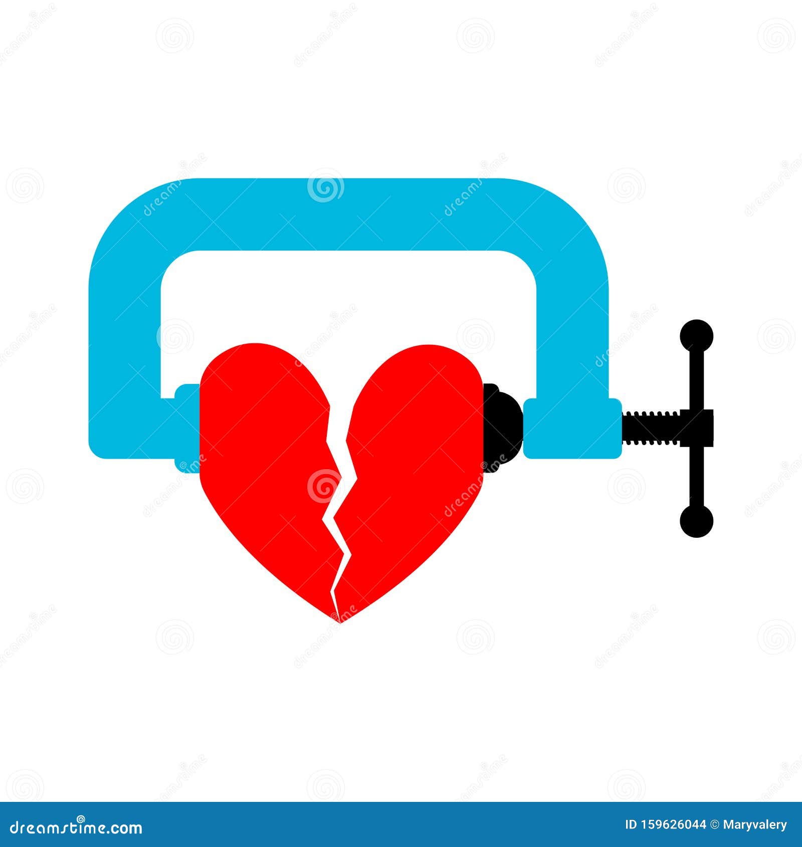Heart in Vise Isolated. Join Broken Love Stock Vector - Illustration of ...