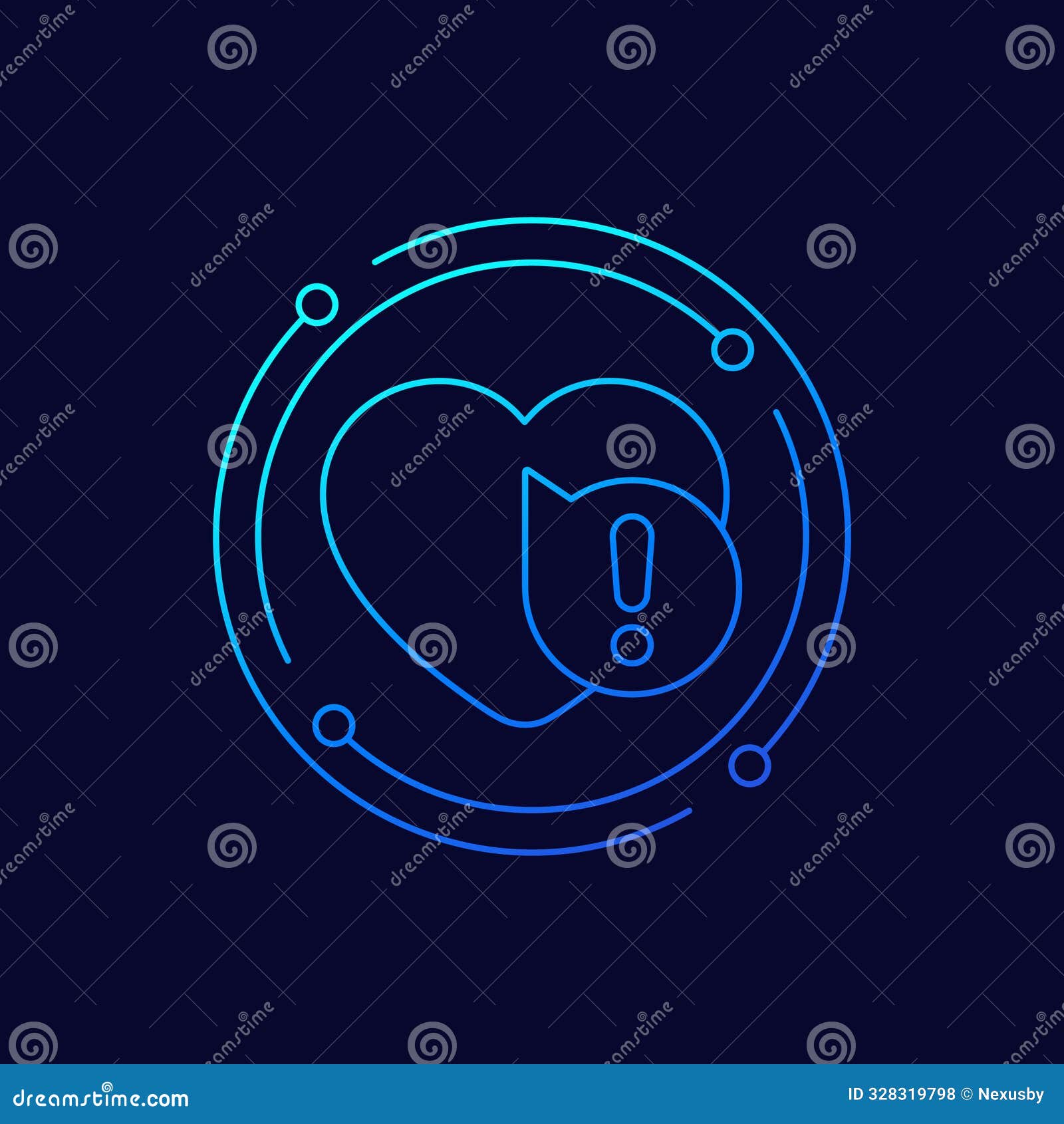 Heart Warning Icon, Linear Design Stock Illustration - Illustration of ...