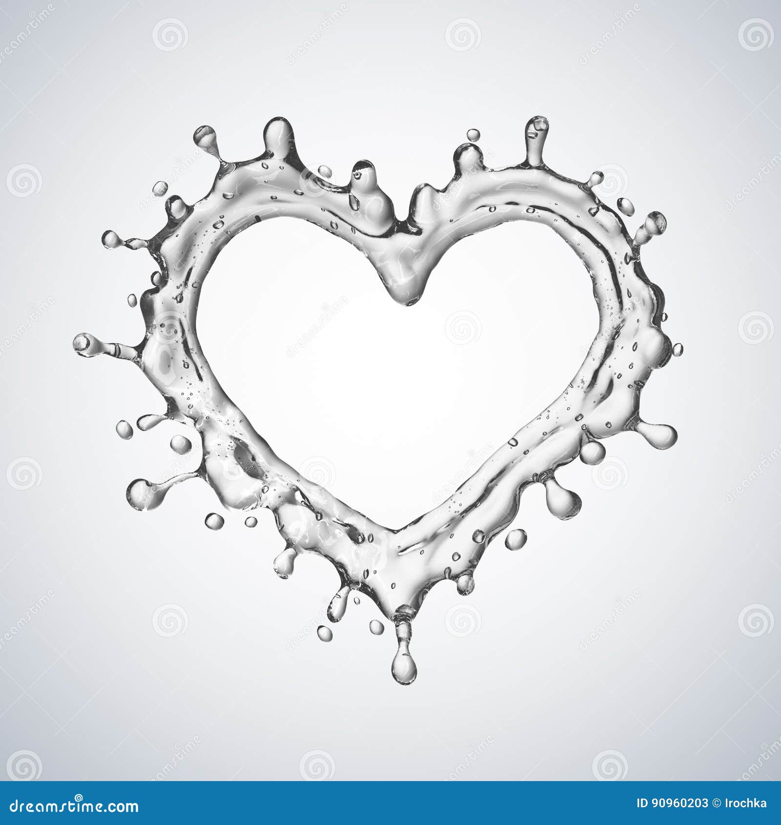 Heart from Water Splash with Bubbles Isolated on White Stock ...