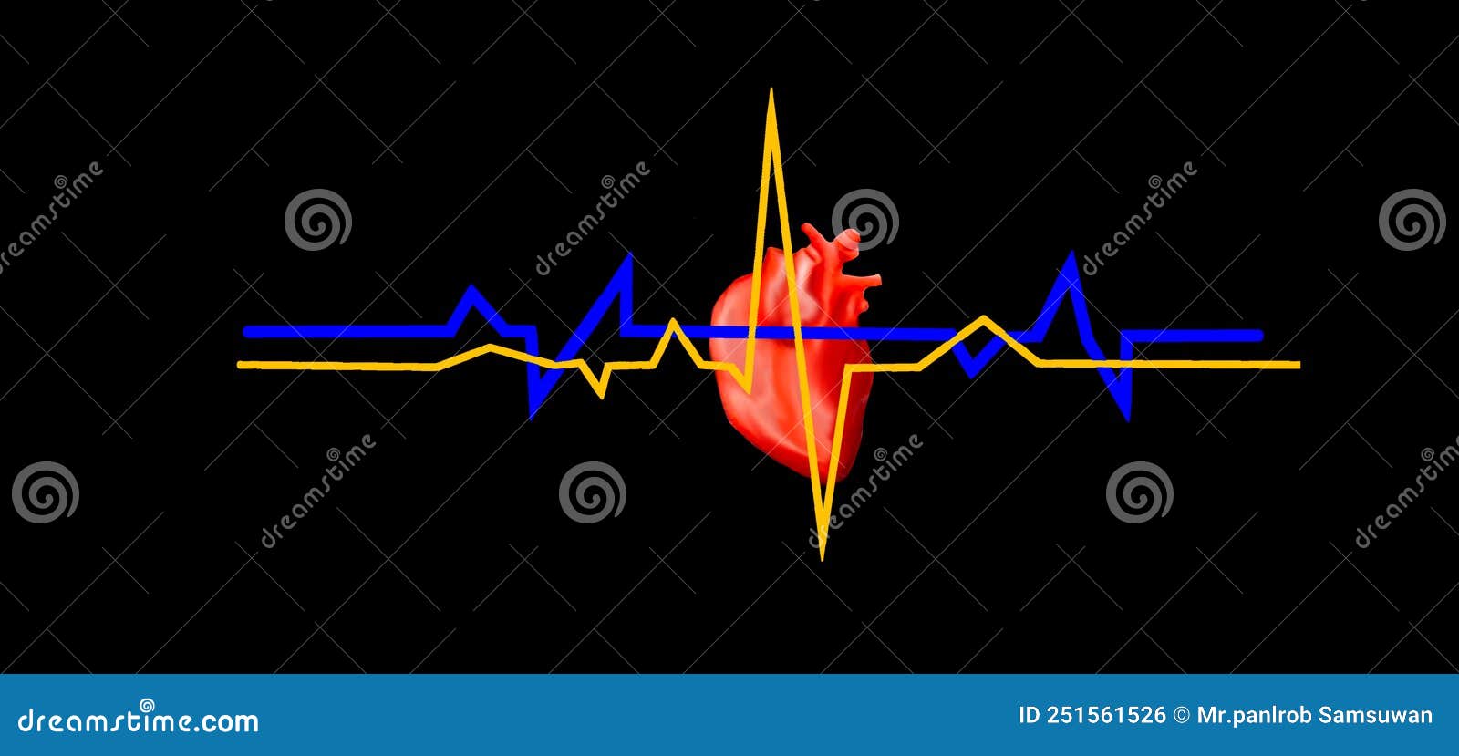 Heart Wave Pattern on Black Background. Stock Illustration ...