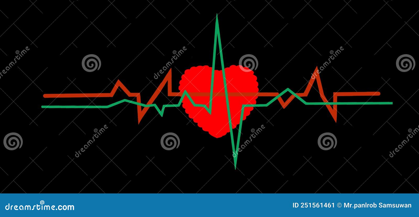 Heart Wave Pattern on Black Background. Stock Illustration ...